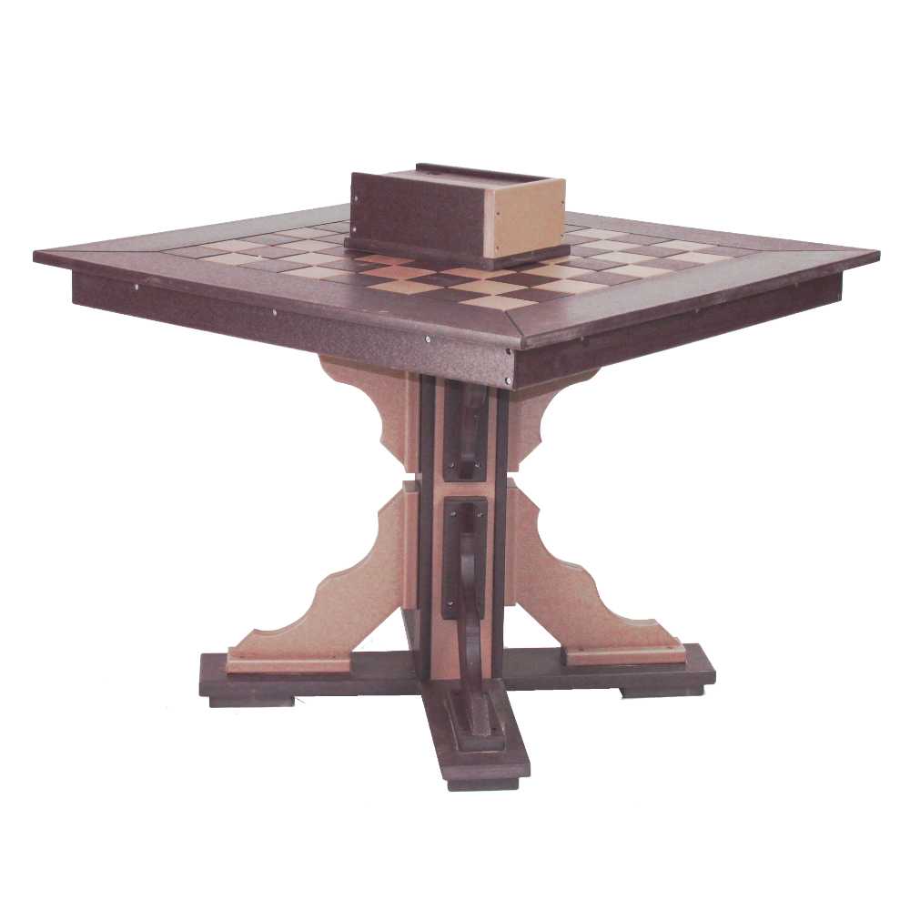 38" Patio Height Square Checker Table Scallop Brace - Patio Furniture ...